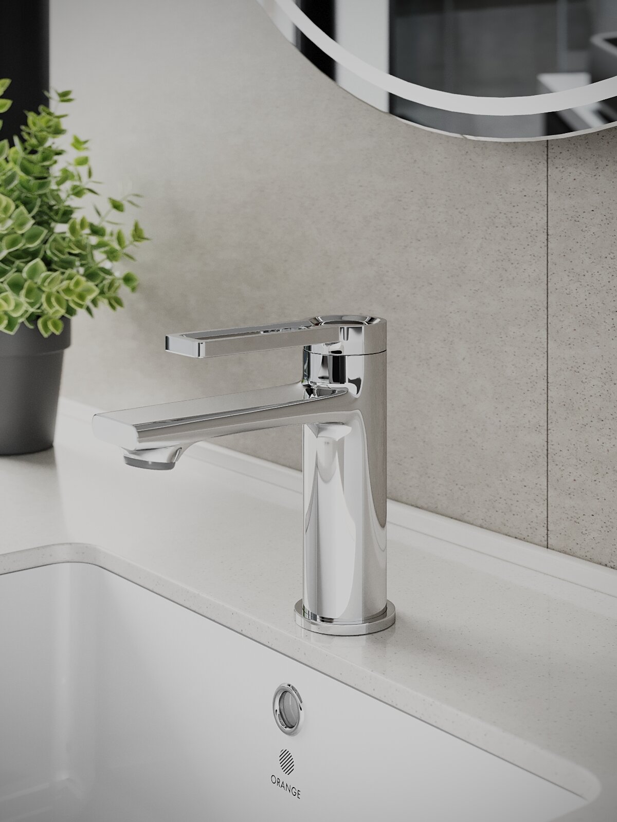 Смеситель для раковины, латунь, Orange Splito M36-021cr, хром