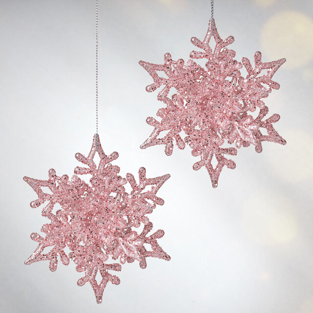 Елочная игрушка Снежинка Альвисс 11 см, 2 шт, розовая, Koopman, CAA222140