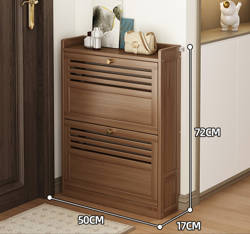 Обувница "NanZhu", бамбуковая, напольная, тёмно-коричневая, 50 см x 17 см x 72 см