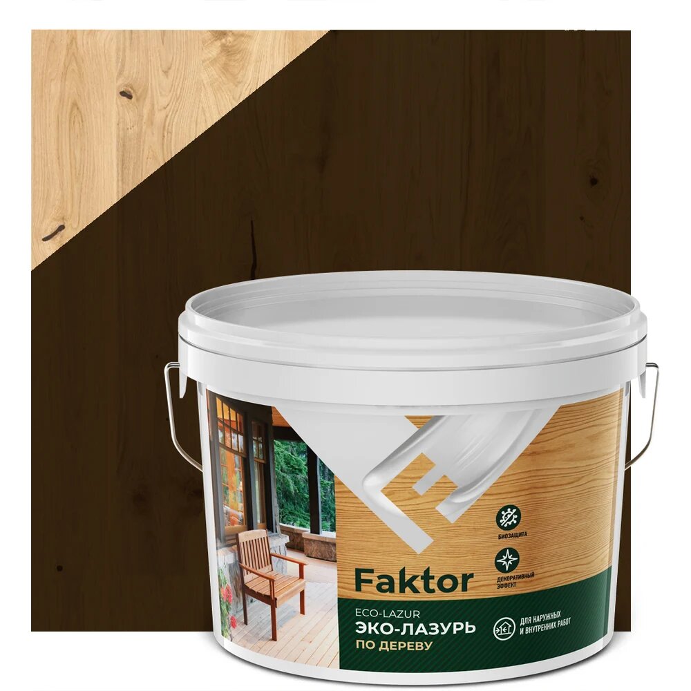 Ярославские краски Эко-лазурь FAKTOR для древесины тик, ведро 2,7 кг, О06862