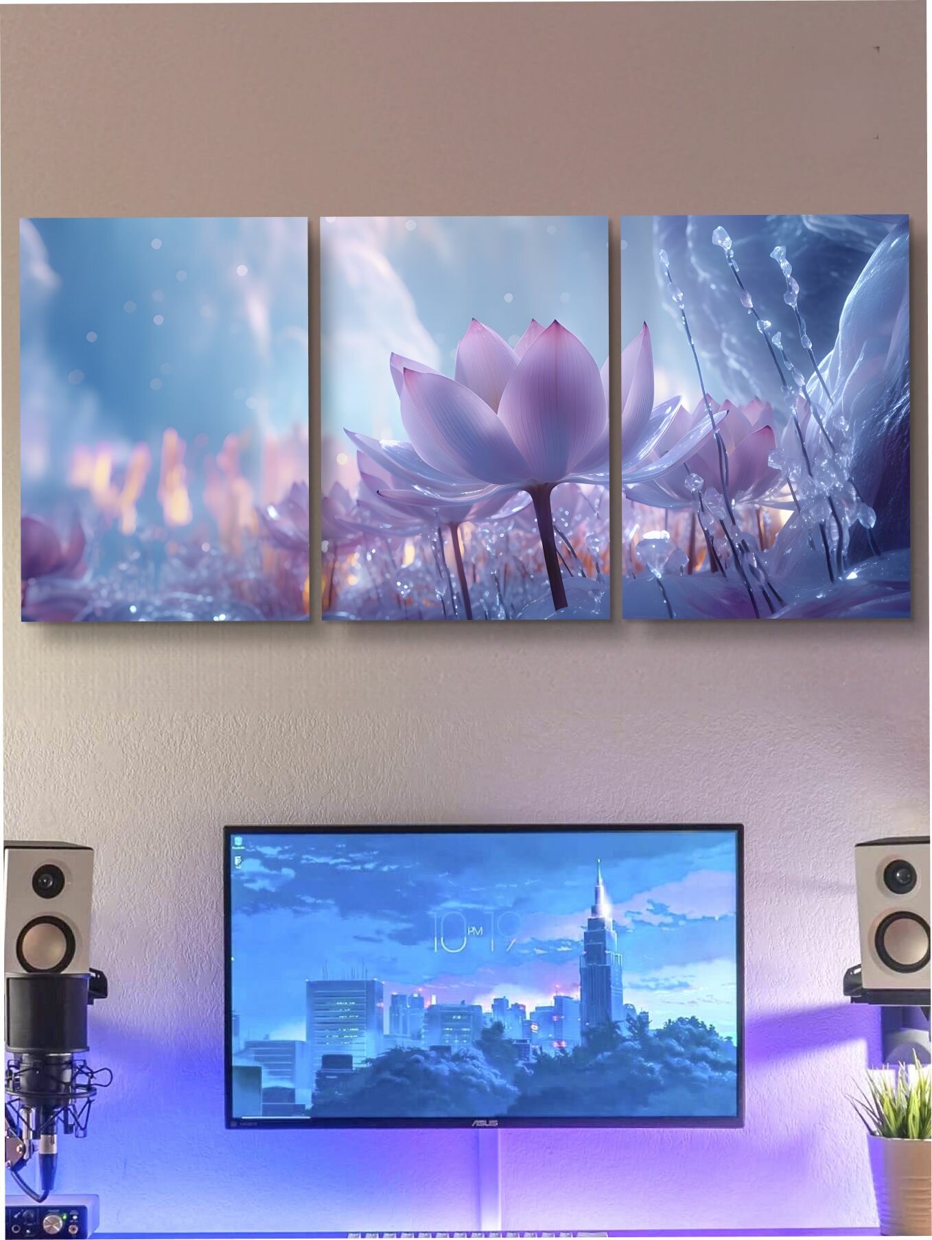 Картина Фиолетовый блеск модульная 50x70см 3шт.