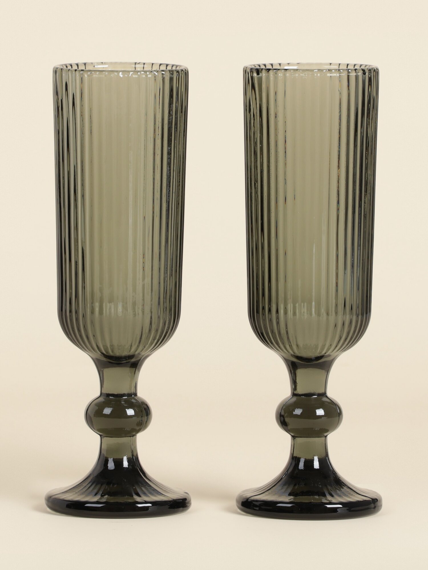 Бокалы для шампанского SL Home «Модерн», 150 мл, 5.5×18.5 см, набор 2 шт, стекло, графитовые