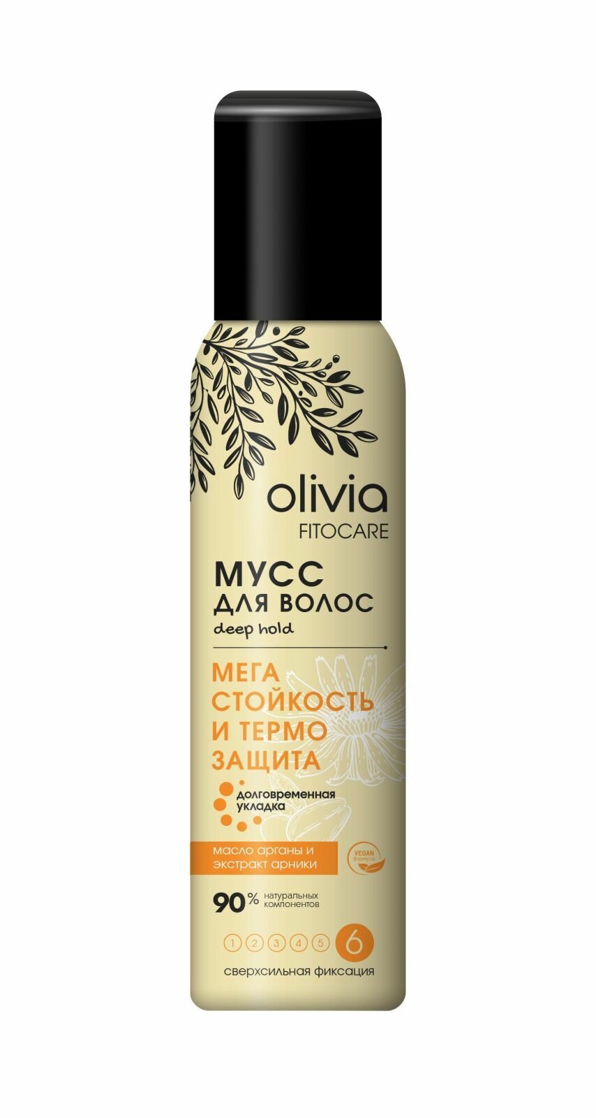 Мусс для волос Olivia Fitocare, мега стойкость и термо защита, сверхсильная фиксация, 150 мл