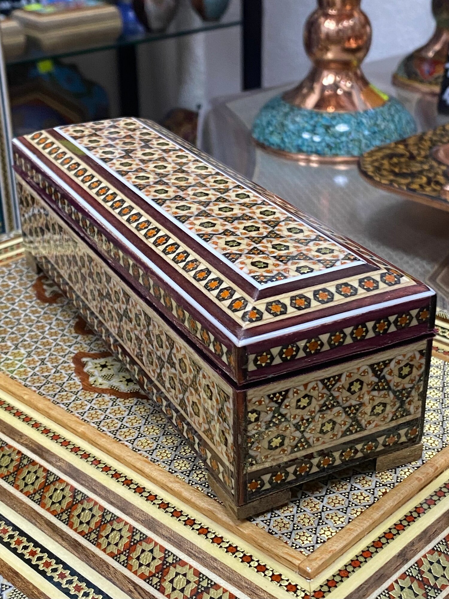 Пенал Персидский базар, каркасный, для карандашей, ручек и фломастеров, коричневый