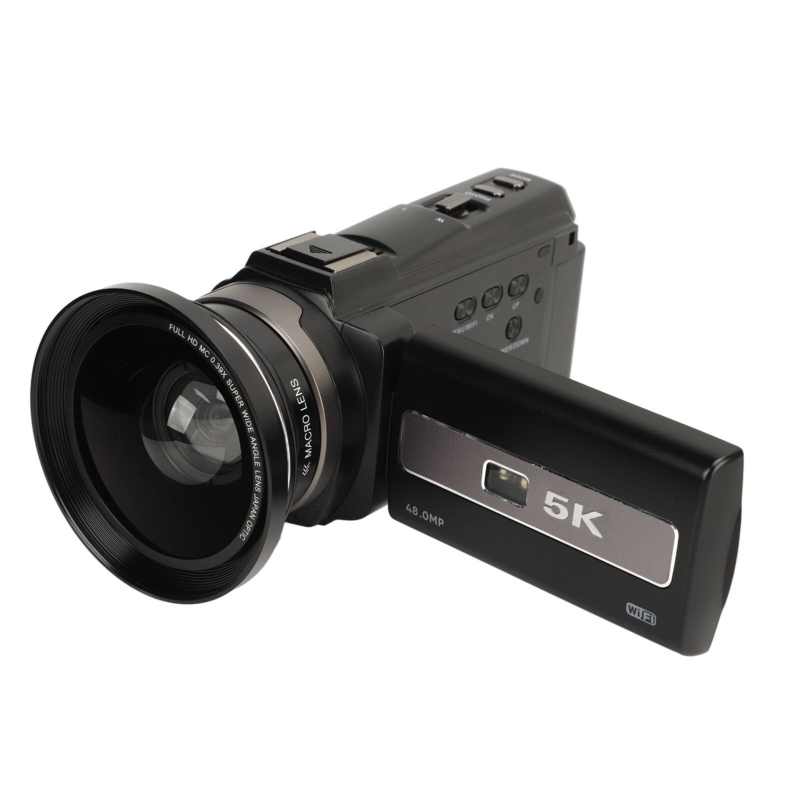 Видеокамера цифровая 5K 48MP с 16X цифровым зумом, сенсорным IPS экраном 3 дюйма, объективом W1, форматом файлов JPG MP4, разрешением изображения 48M-5M, видеоразрешением 5K-720P, соотношением изображения 16:9, размером объектива 38mm, апертурой F2.2,