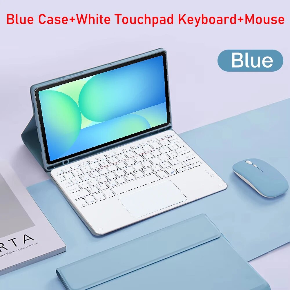 Чехол с клавиатурой PULUZ для Samsung Galaxy Tab S10 FE Plus 13.1" Russian Keyboard, Blue D