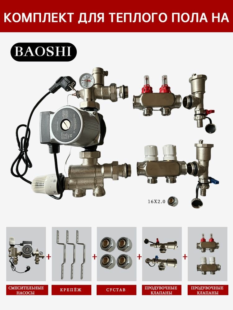 Коллектор для теплого пола Комплект для теплого пола на 2 контура BAOS