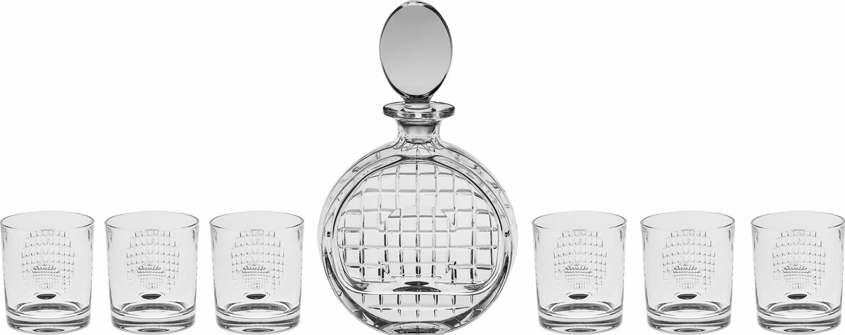 Набор для виски "Magnifier": 1 штоф 650 мл + 6 стаканов 320 мл, хрусталь, Crystal Bohemia/ БПХ849