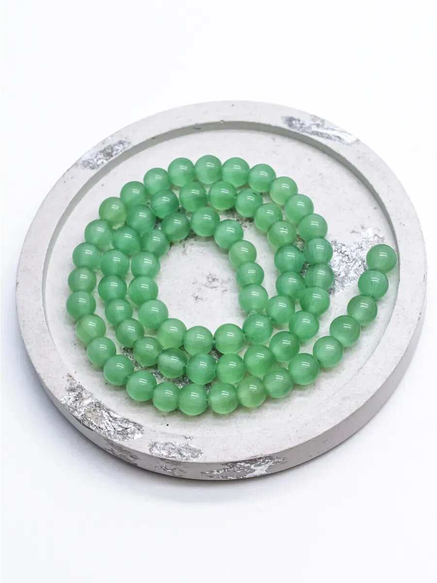 1462 Светло-зеленый кошачий глаз 6мм 1 шт для браслетов люкс