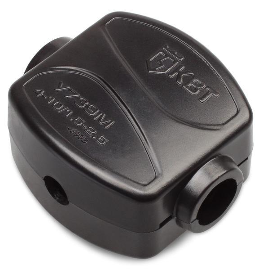 Сжим ответвительный КВТ У739М для магистрального провода, анодированная сталь, черный, 4-10/1.5-2.5мм², 42×36×23мм / электрика