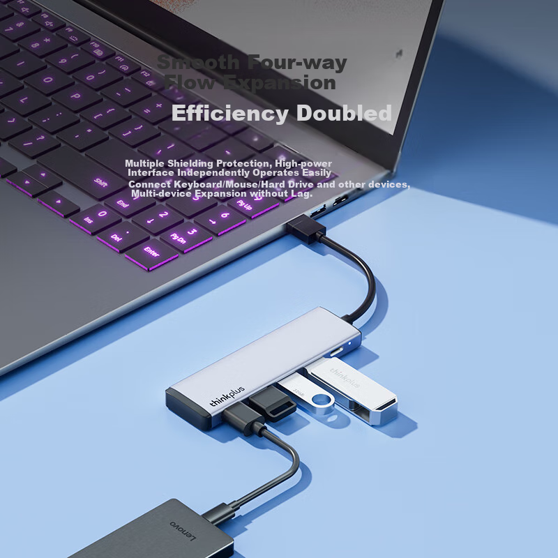 ThinkPad Lenovo USB Splitter 3.0 Interface Adapter HUB Converter Notebook Expansion Dock USB Extension Cable USB Expansion Dock LA04B 0.5M Metal