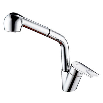 Смеситель для кухни с вытяжной лейкой поворотный латунь . струя/душ