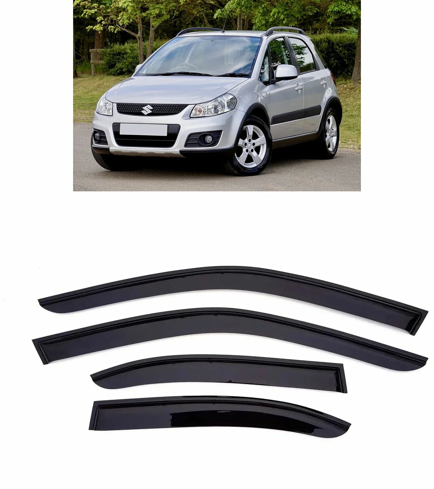 Дефлекторы боковых окон SUZUKI Сузуки SX 4 хэтчбек (2006-2009)(Classic)
