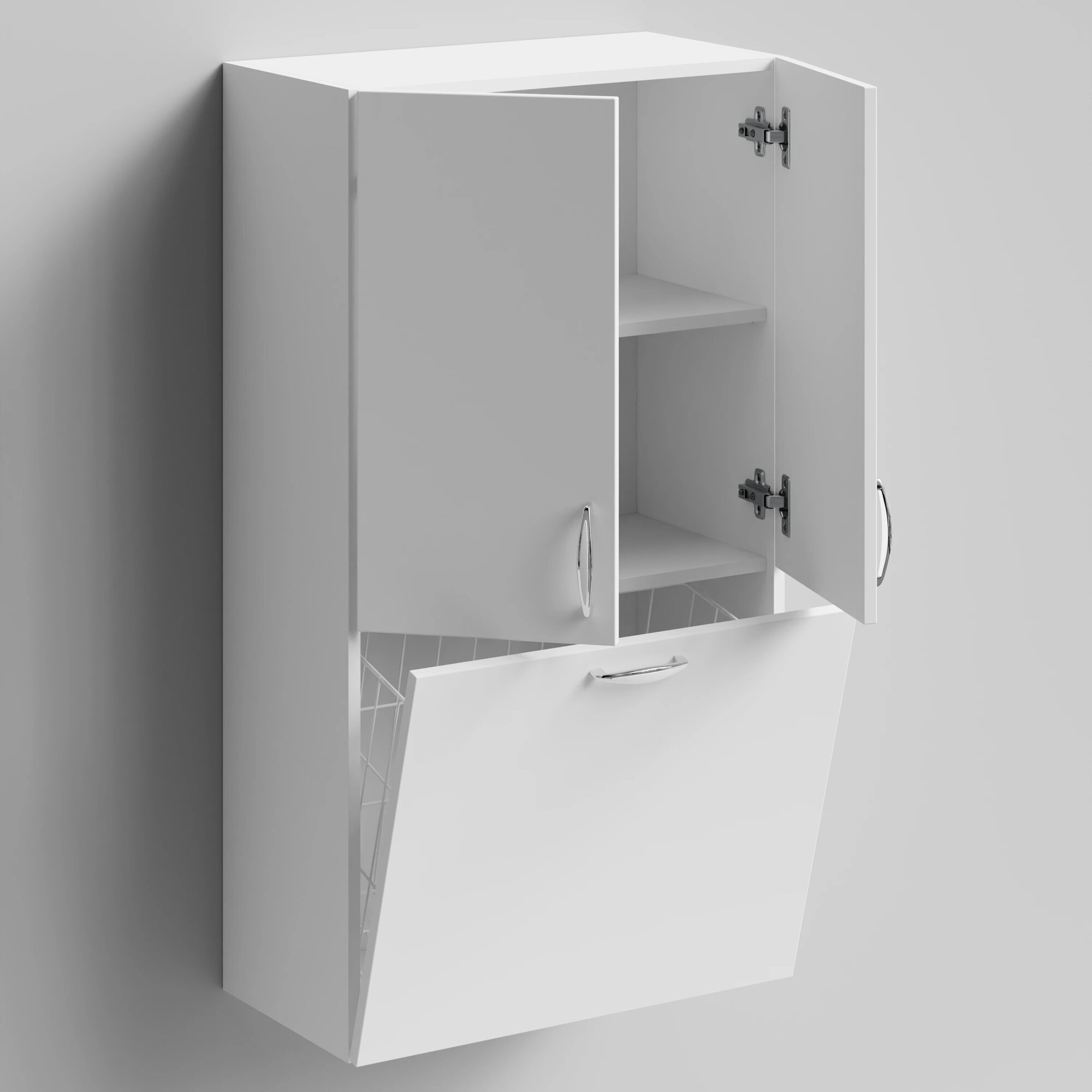 Шкаф над стиральной машиной Vod-ok, 60см, с бельевой корзиной белый