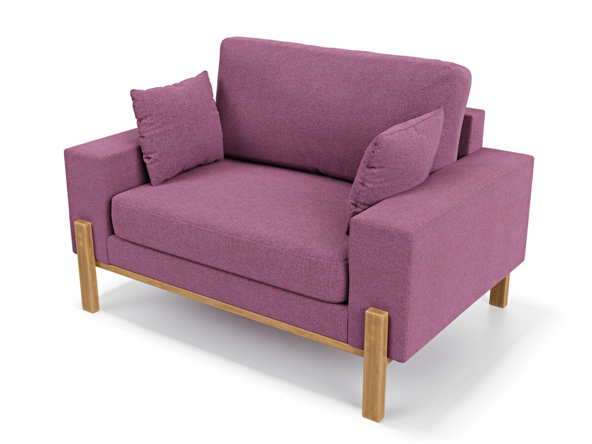 Мини диван Soft Element Хангель двухместный, розовый, массив дерева, рогожка, в гостиную, в кафе, в офис, на кухню