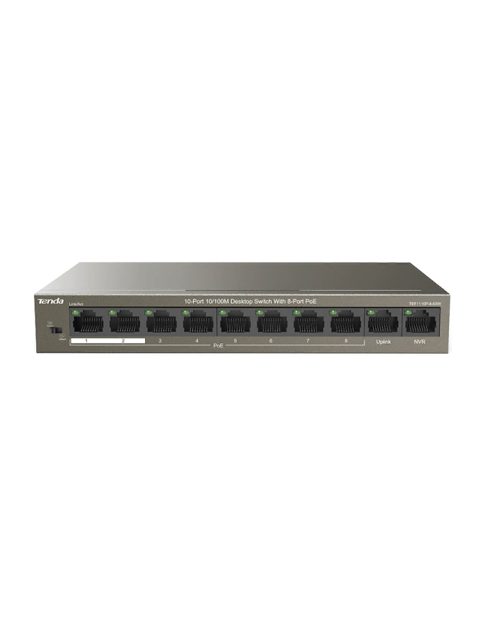 Коммутатор неуправляемый Tenda TEF1110P-8-63W 8x10/100 PoE+(PoE бюджет 58W)