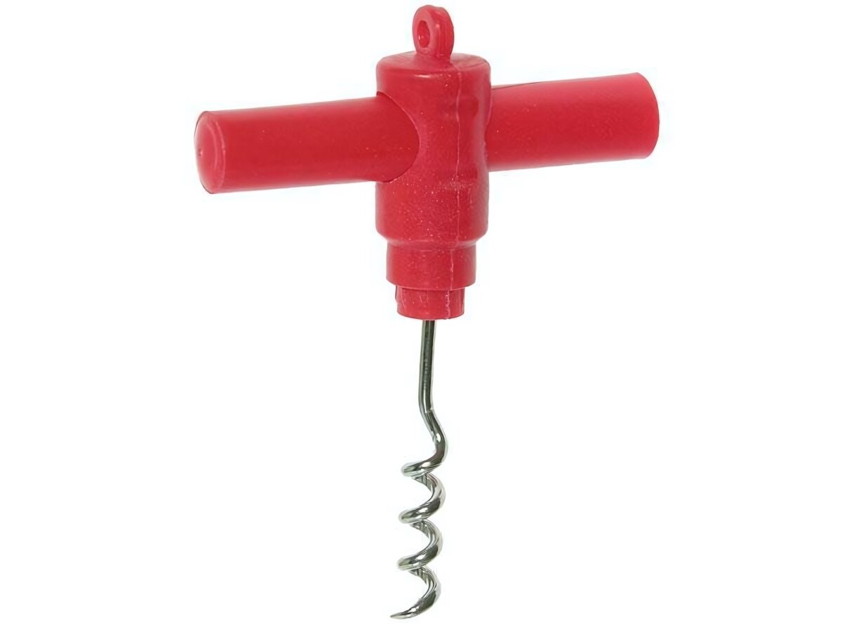 Штопор складной винтовой, пластик/металл, красный, для быстрого открывания бутылок