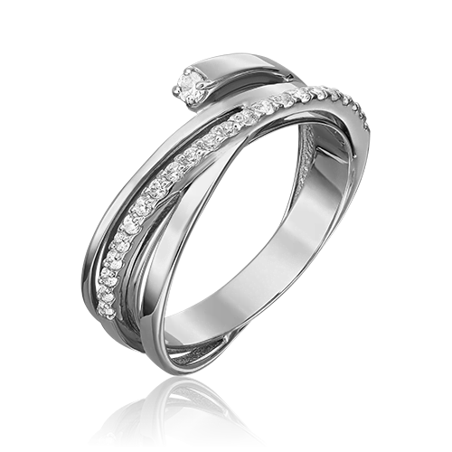 Кольцо PLATINA, белое золото, 585 проба, фианит