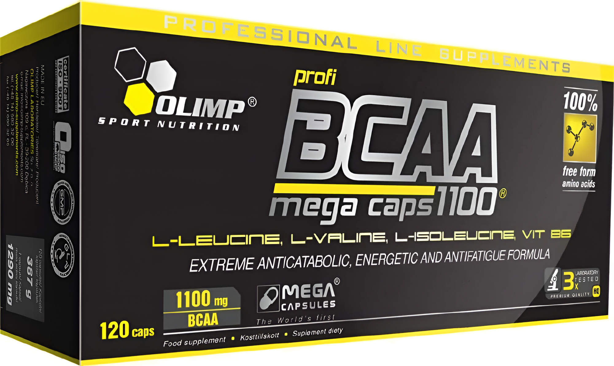 BCAA "OLIMP Mega Caps", лейцин/изолейцин/валин, 1100мг, 120 капсул