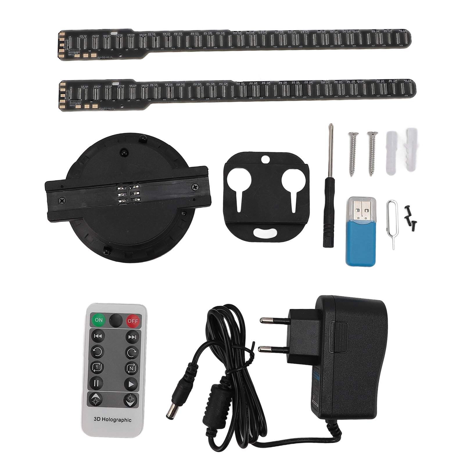 3D голографический вентилятор с дистанционным пультом, 50 см, LED, разрешение 2000x276, поддержка приложения, встроенная память 8G, малый плеер для рекламы, вилка EU