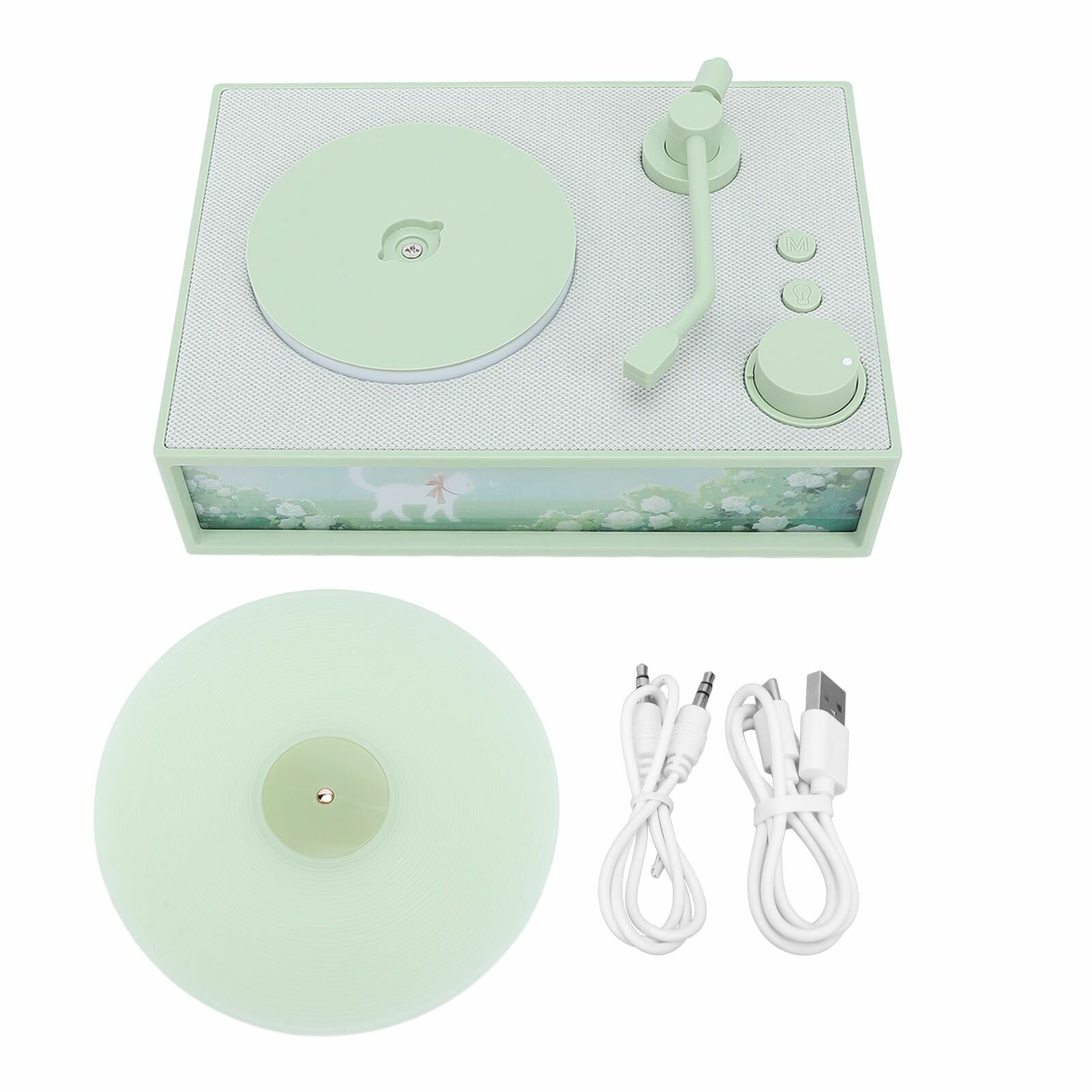 Проигрыватель винила с Bluetooth и аромадиффузором, зеленый