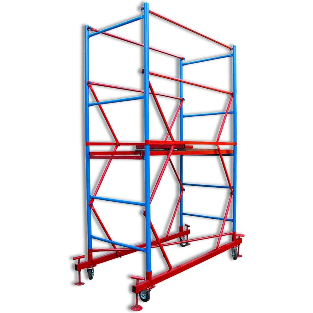 Вышка-тура ООО «РИЗ» Флагман ВСП 0,7x1,6 Н=2,8 м FVSP28 стальная конструкция с фанерной площадкой и колесным ходом