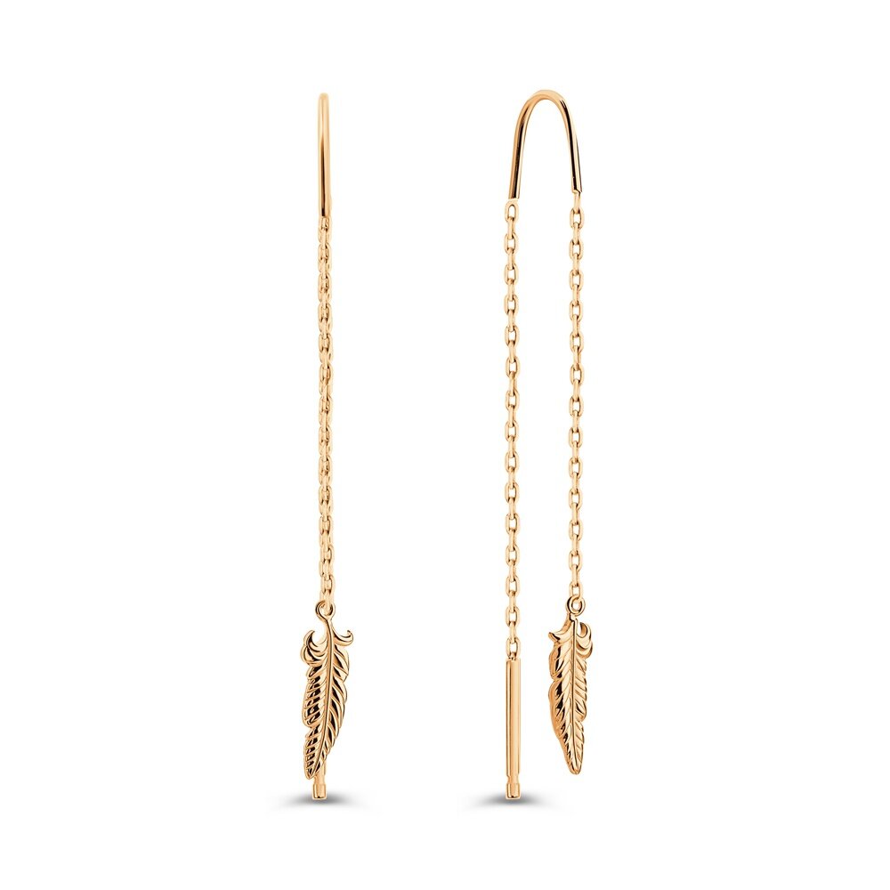 Серьги цепочки, красное золото, 585 проба