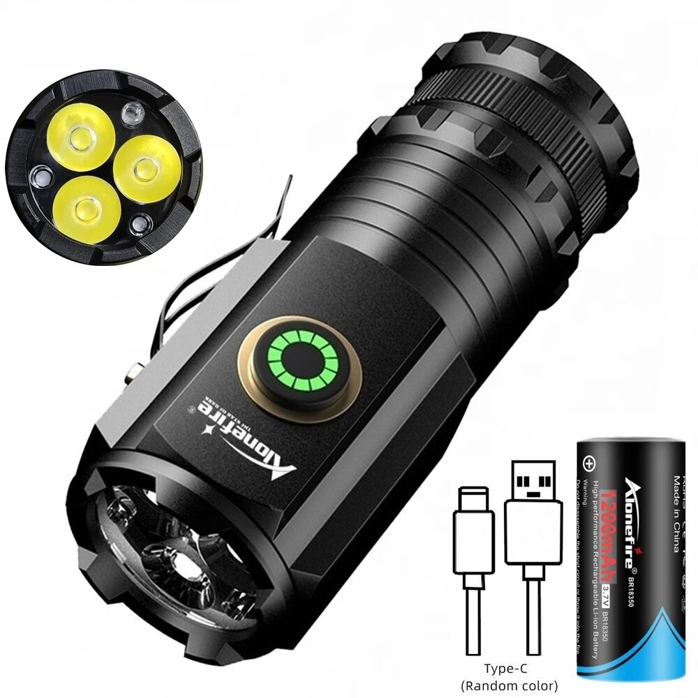 AloneFire X23 3-LED Фонарь Черный Авиационный Алюминий USB