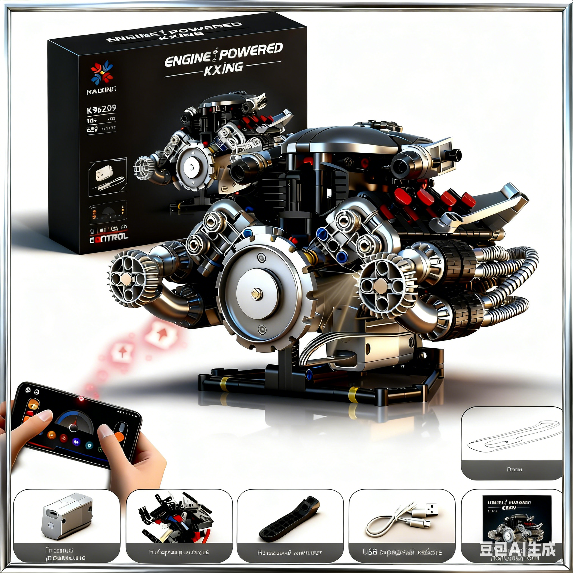 Конструктор механический V8 моделирование Феррари двигатель игрушка APP