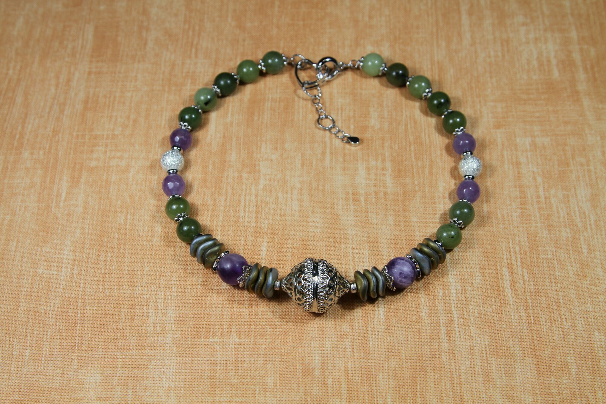 Чокер, аметист, нефрит