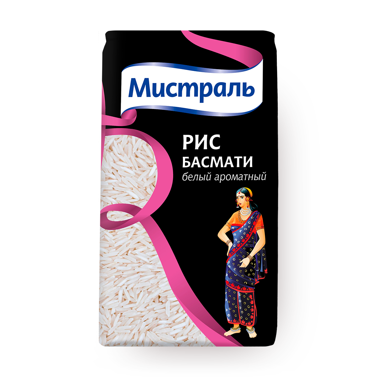 Рис Мистраль Басмати, длиннозерный, пропаренный, цельнозерновой, 500 г