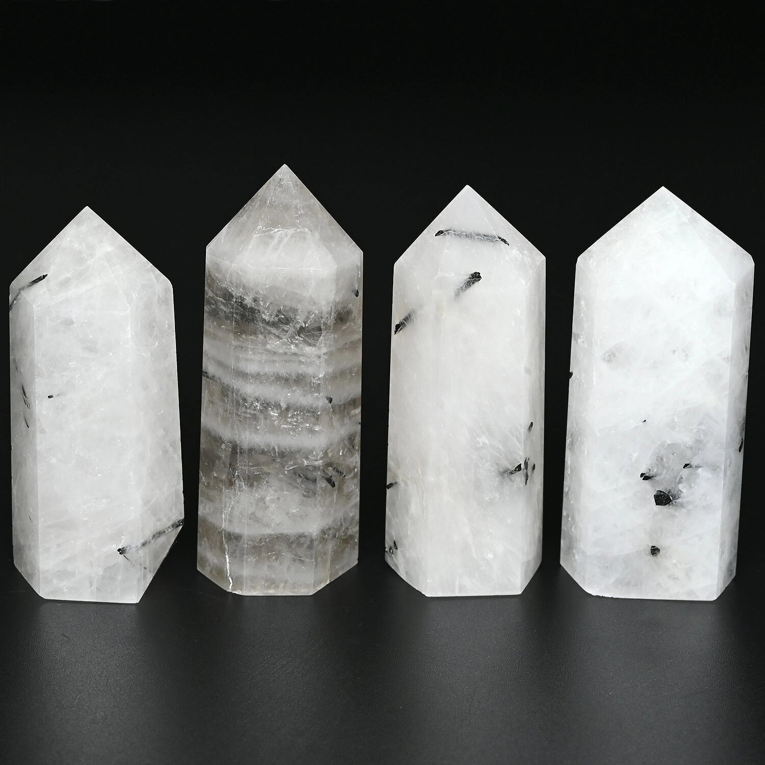 Кристалл из горного хрусталя с турмалином "Карандаш" 24*24*60мм, 60-75г .