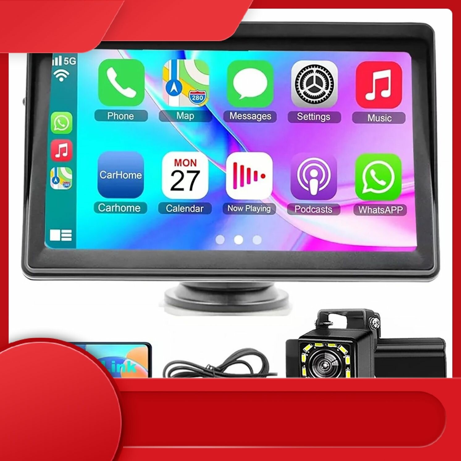 Автомобильный медиаплеер премиумкласса с 7дюймовым IPSэкраном 1080P, поддерживающий беспроводные интерфейсы Apple CarPlay и Android Auto, а также соединение по Bluetooth