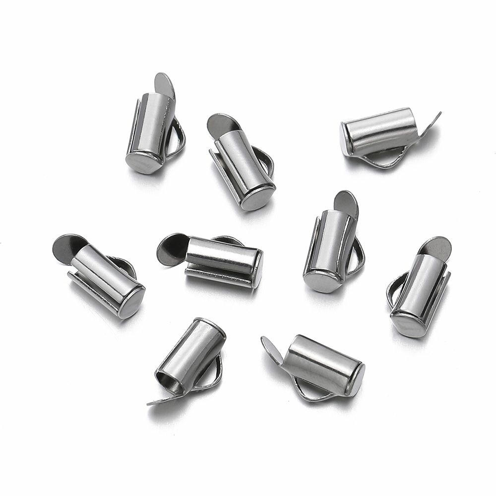 Концевик слайдер 8 мм для бижутерии, зажим трубочка для браслетов из бисера и бусин, 10 шт, нержавеющая сталь