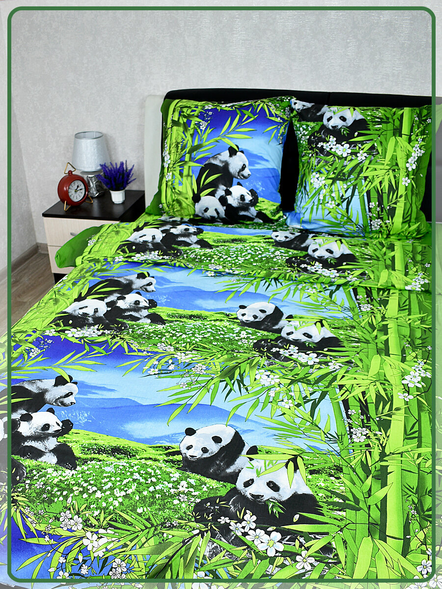 Детское постельное белье бязь Дружные панды 1,5 спальное