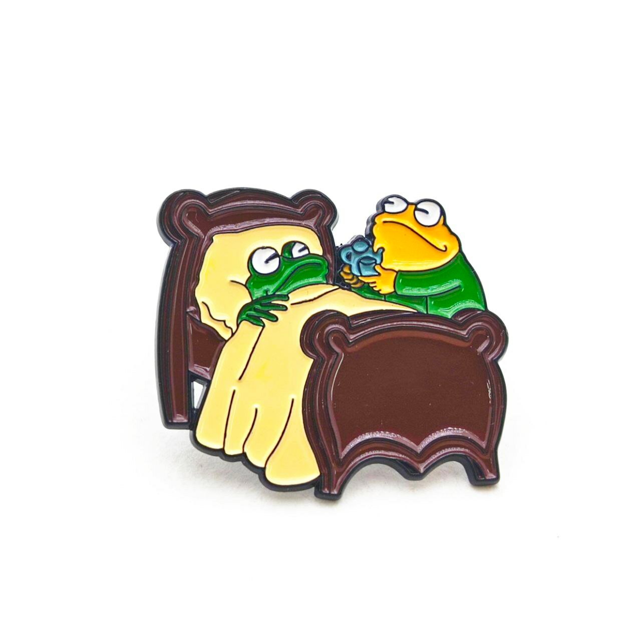 Значок на одежду, рюкзак и сумки "Лягушка заботящая о другой "/ Коричневый / 1 шт.