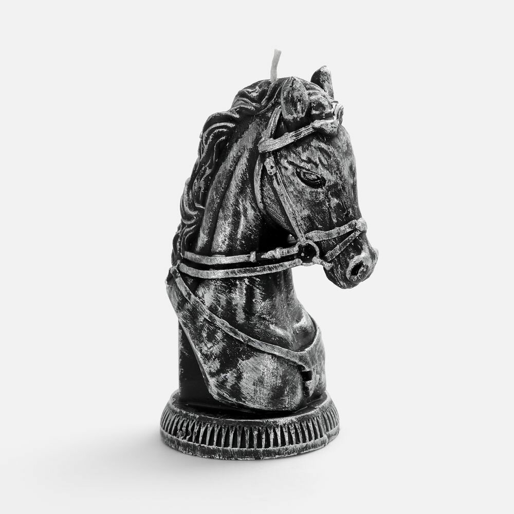 Свеча фигурная Бюст лошади , серебристая