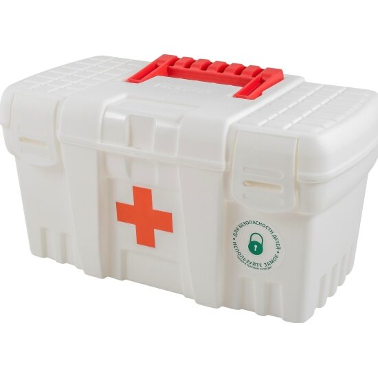 Контейнер-аптечка Plastic Republic Keeplex Family doctor, с защелкой и ручкой, белый, 6л, большая, 380х210х195