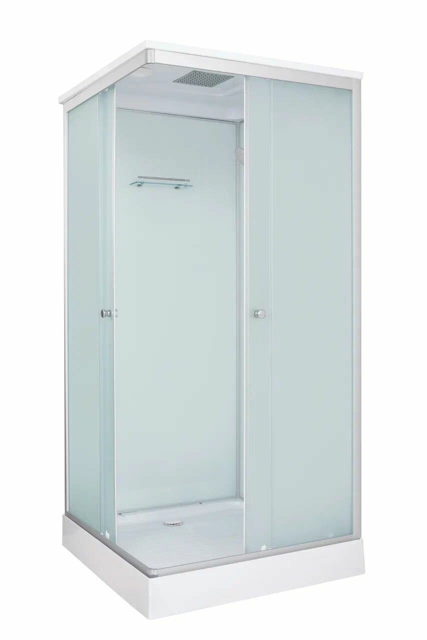 Душевая кабина DTO LK115 с гидромассажем и электрикой(100х100х215), низкий поддон(15см), профиль хром, стекло матовое(5мм), 3места