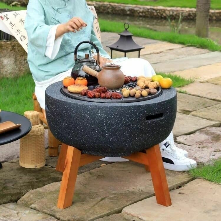 Круглая костровая чаша 60cm, с грилем-LI