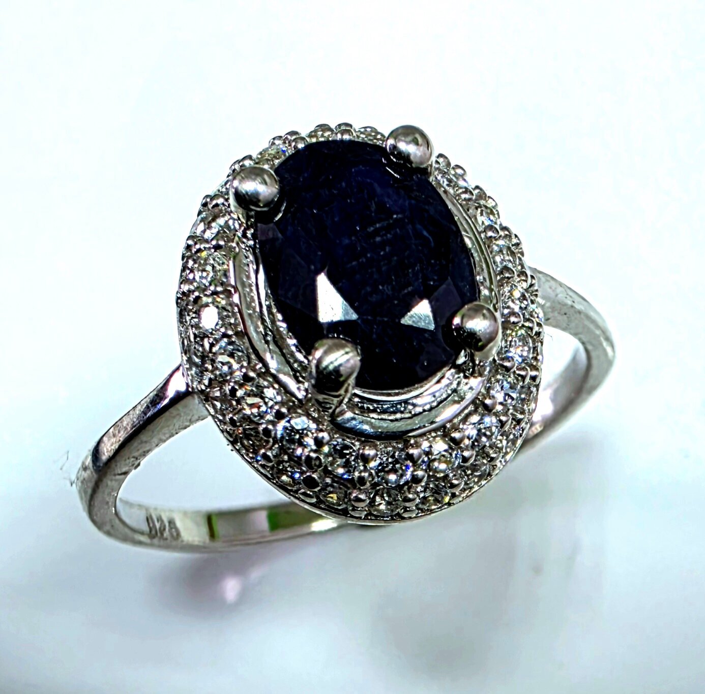 Кольцо, серебро, 925 проба, сапфир, фианит