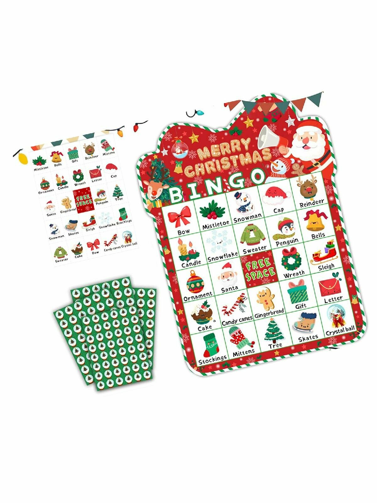 Набор карточек для бинго для рождественской вечеринки на 24 игрока, 33 штуки, семейная игра