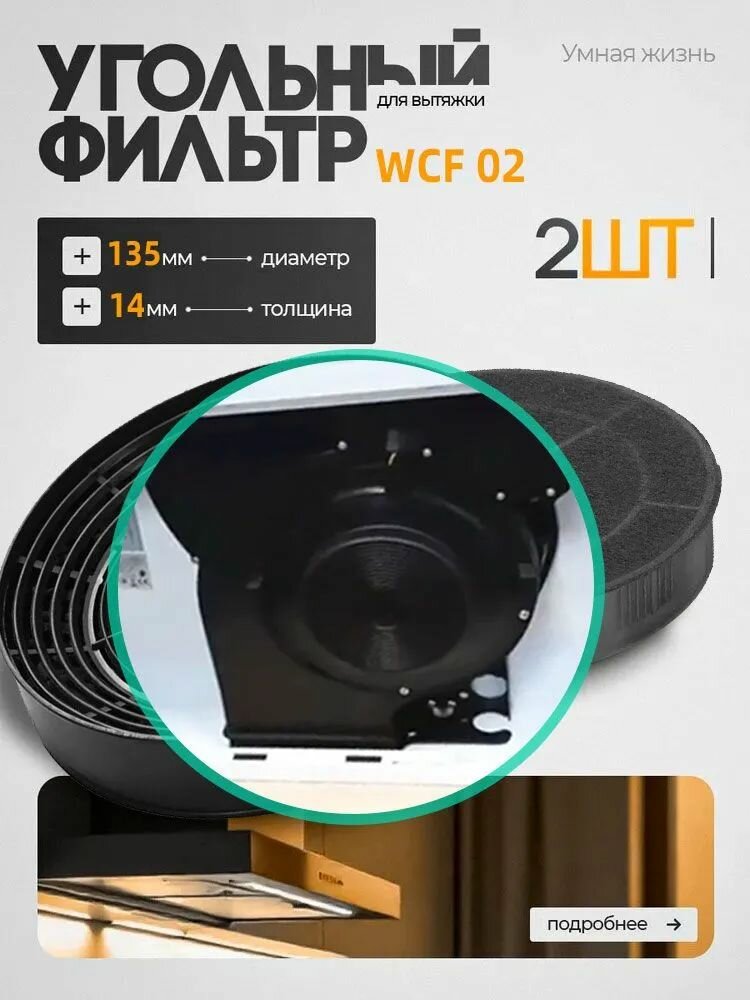 2шт X Угольный фильтр Weissgauff WCF-02 для вытяжки , TEL 450 EB,