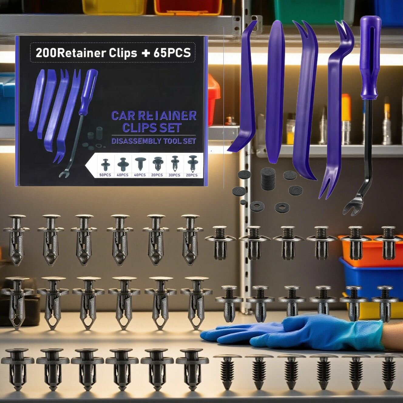 Набор автомобильных зажимов и пластиковых заклепок, 265 шт универсальные крепления для бампера, дверей, панелей GM, Ford, Toyota, Honda, Chrysler