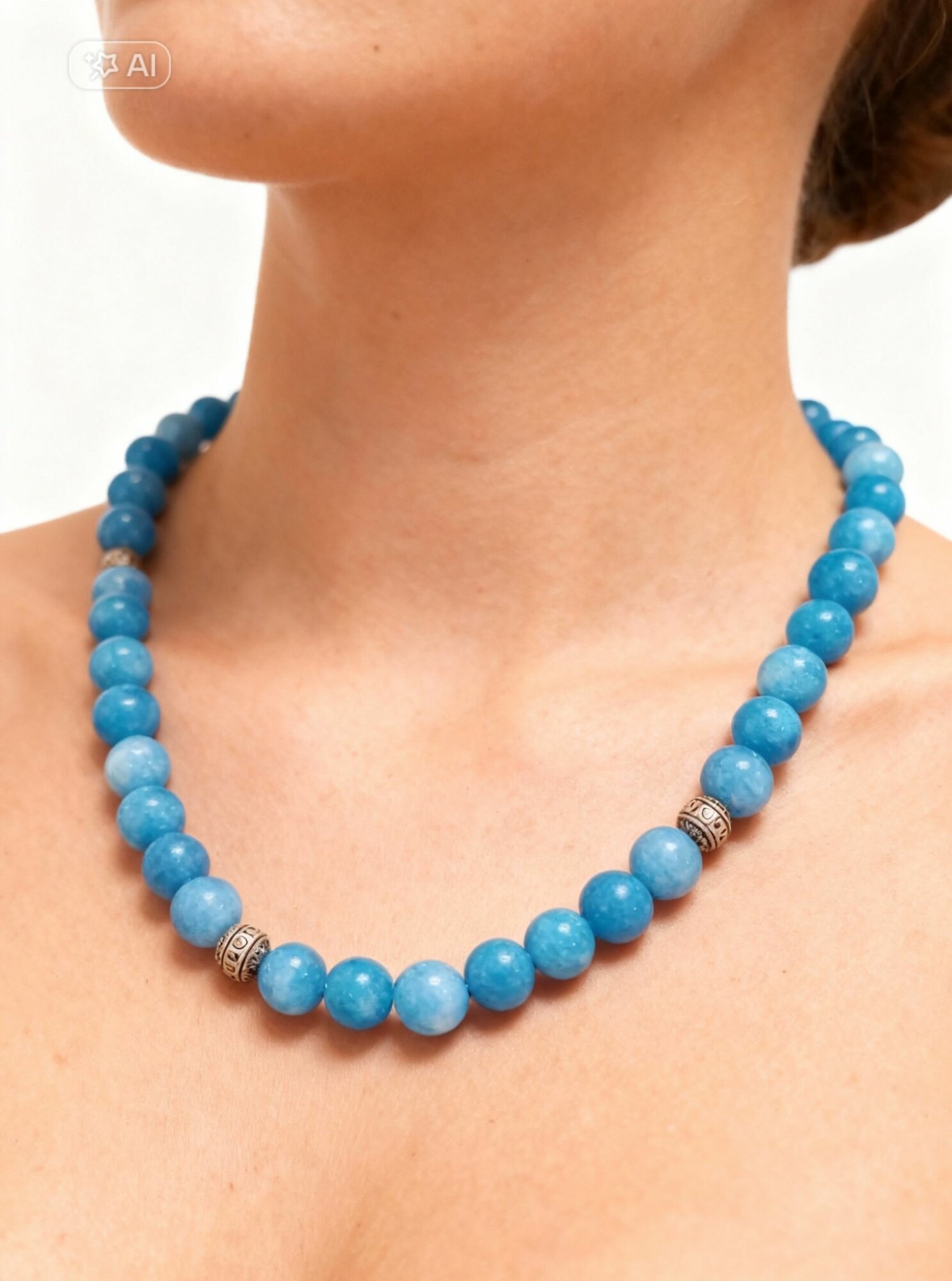 Бусы, аквамарин