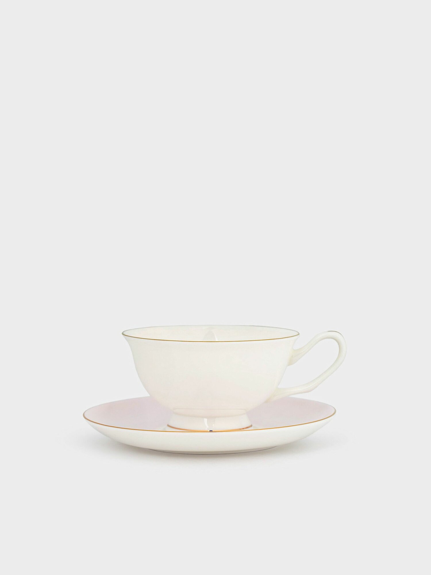 Пара чайная, 1 перс, 2 пр, 220 мл, фарфор F, лиловая, с золотистым кантом, Цветок, Bloome, Kuchenland