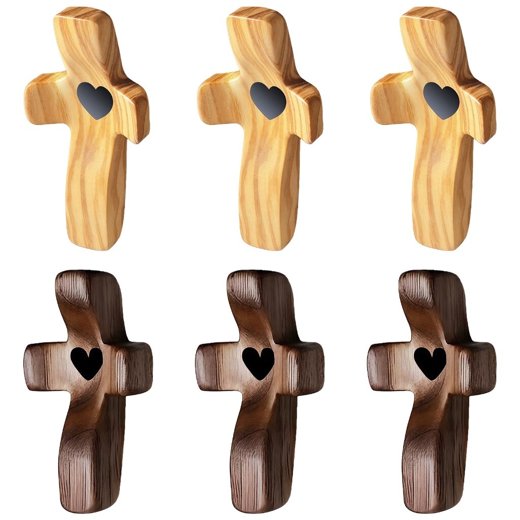 6 Шт Карманных Ручных Деревянных Крестов Для Снятия Тревоги, Ободряющий Подарок для Детей И Взрослых, Религиозный Духовный Подарок