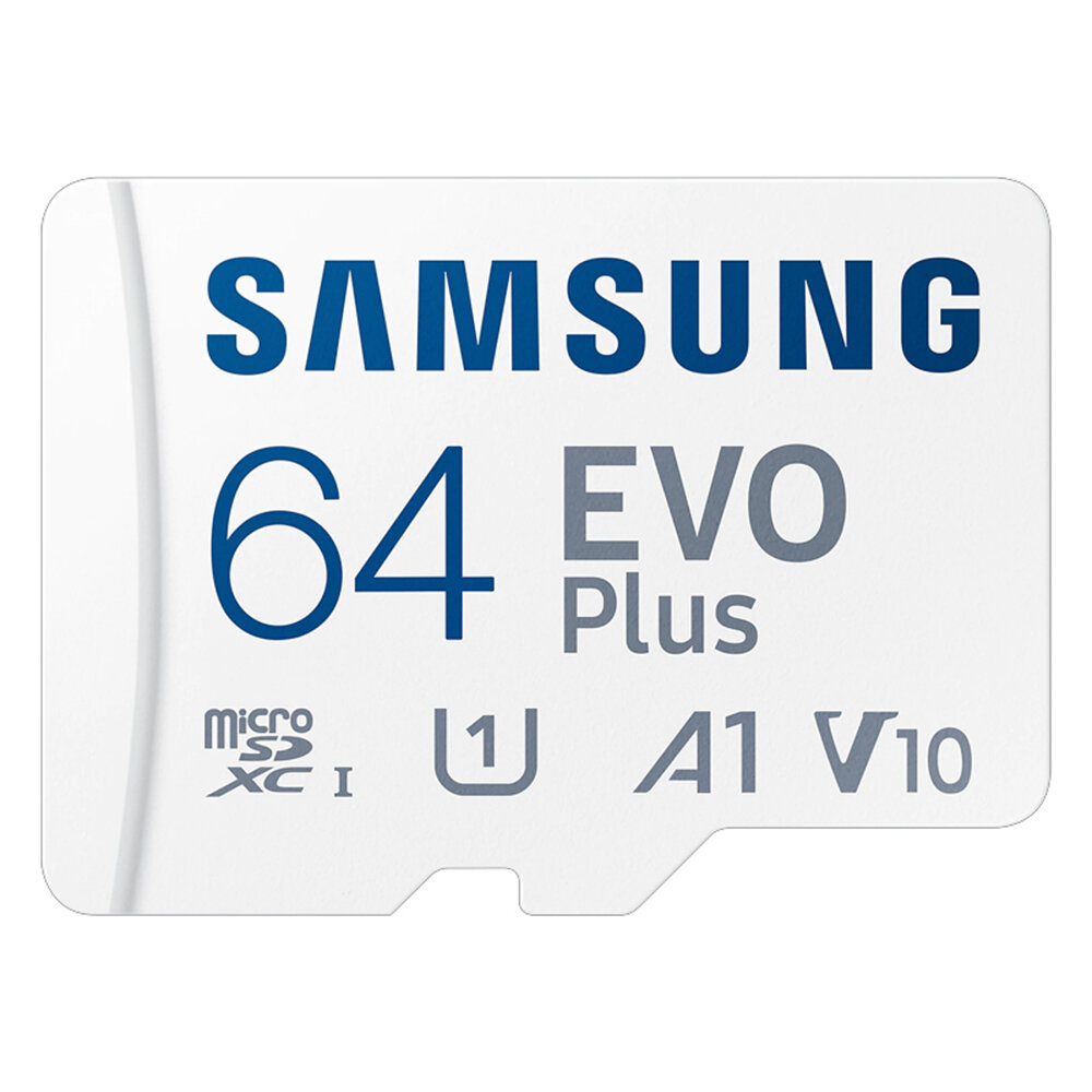 SAMSUNG EVO Plus 64GB TF Card Micro SD Card U1 A1 V10 130MB/s Read Speed UHS-I 2.7~3.6V 1.5*1.1*0.1cm с адаптером SD для телефона планшета видеонаблюдения