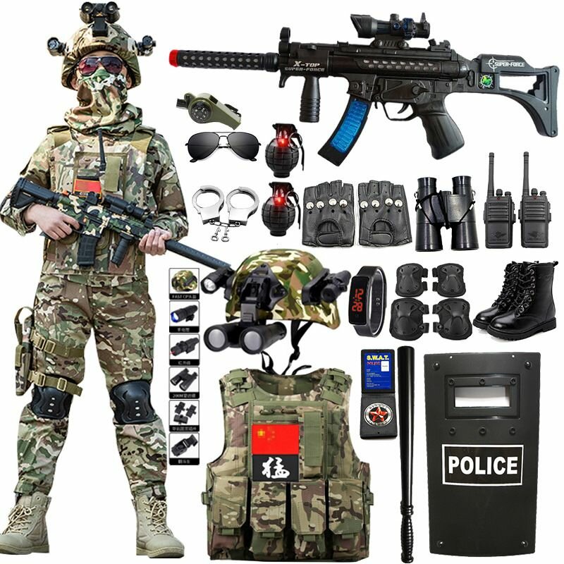 Детский набор игрушек для мальчиков, военная форма, настоящая верхняя одежда, камуфляж, трехуровневая броня спецназа, маленькое полицейское оборудование