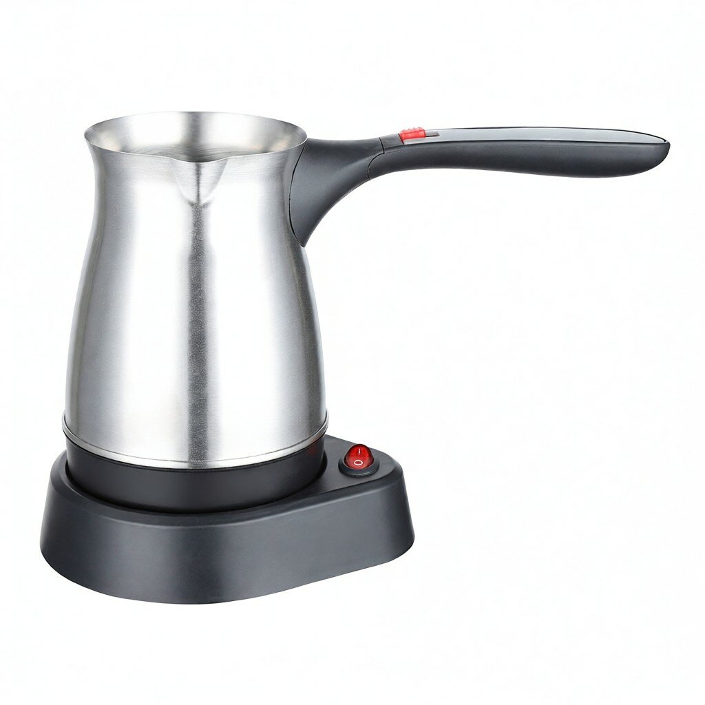 Электрический турецкий кофеemaker с кофейной чайником объемом 600ml/20oz многофункциональный эспрессо-машина чайник молочный чайник 600W из нержавеющей стали с нагревом кофейный чайник с двойной защитой эргономической антигорячей ручкой цвет серебристый